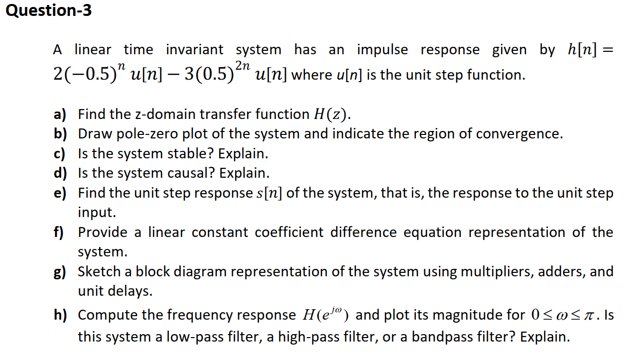 Solved A linear time invariant system has an impulse | Chegg.com