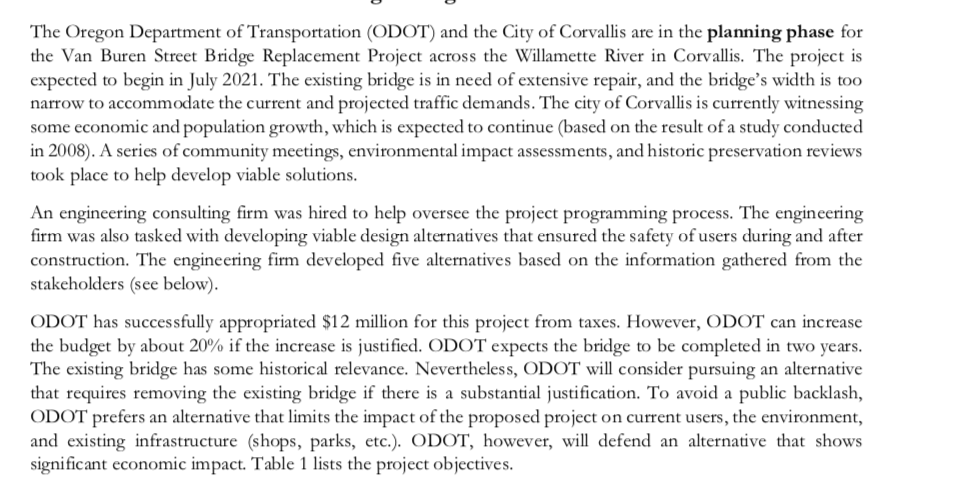 Solved a) As the city planner responsible for the project | Chegg.com ...