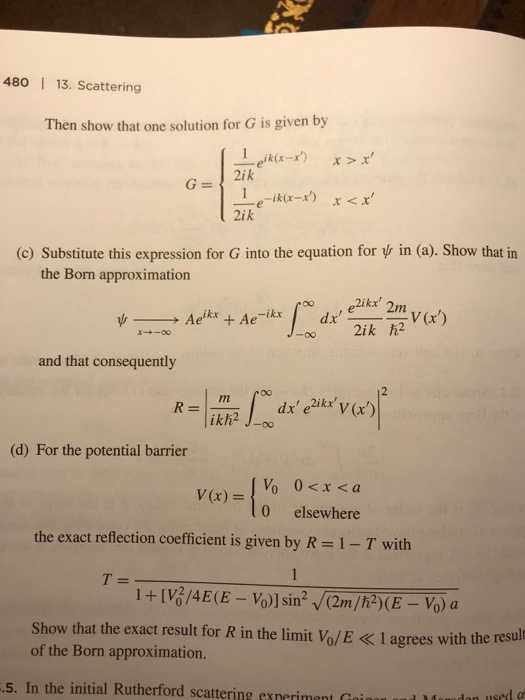 Solved 13.4. Using the Born approximation to determine the | Chegg.com