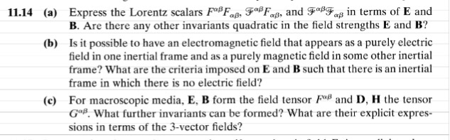 Solved (a) Express the Lorentz scalars F^alpha beta F_alpha | Chegg.com