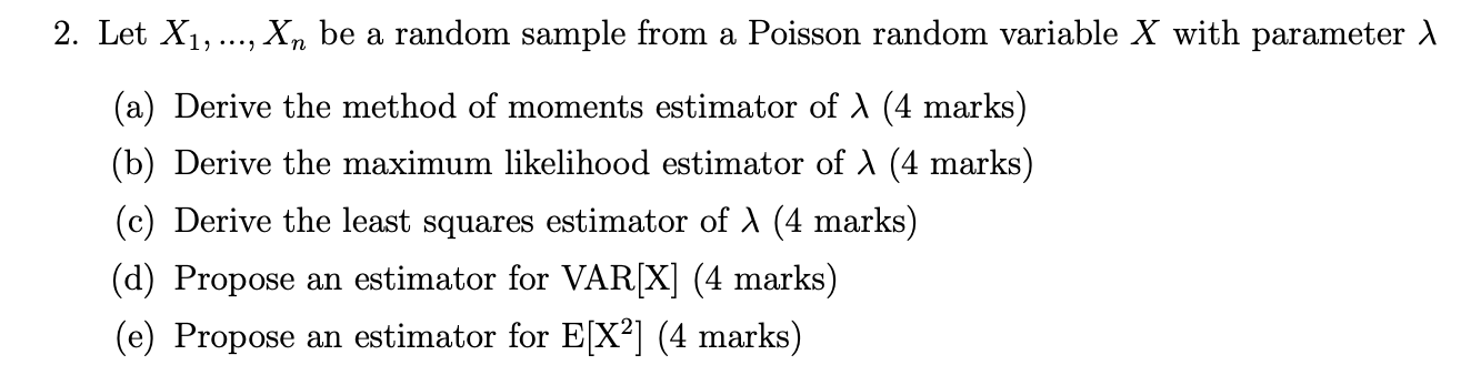 2 Let X1 Xn Be A Random Sample From A Poisson 6767