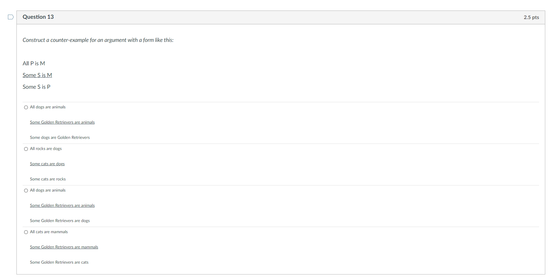 Construct a counter-example for an argument with a | Chegg.com