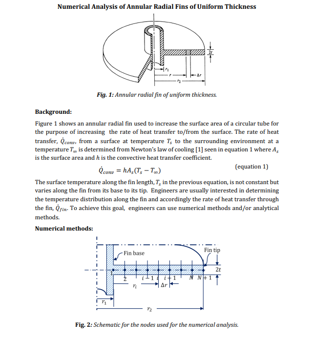 Numerical Analysis of Annular Radial Fins of Uniform | Chegg.com