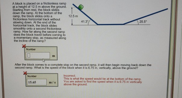 Solved A block is placed on a frictionless ramp at a height | Chegg.com