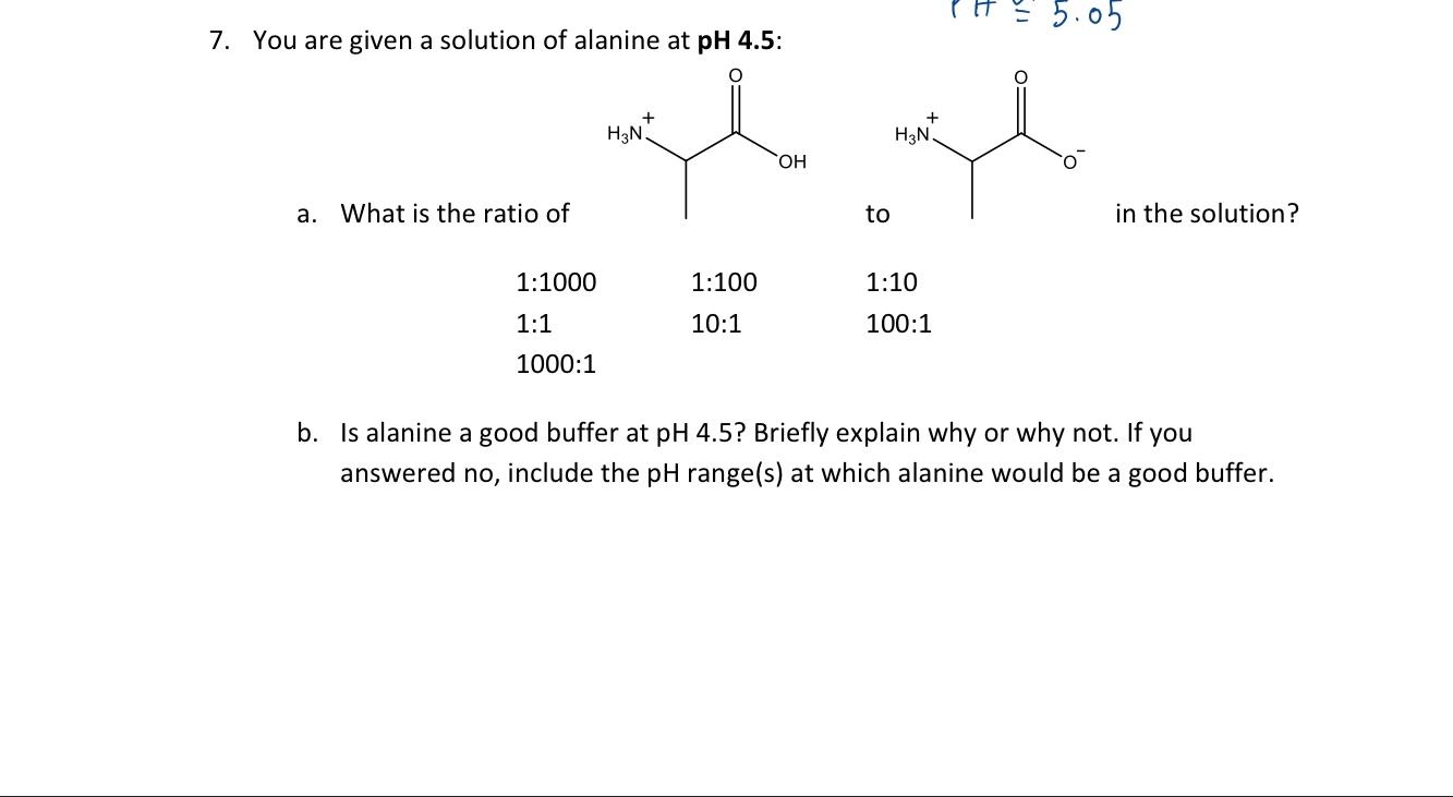 Solved 7 You Are Given A Solution Of Alanine At Ph4 5 B
