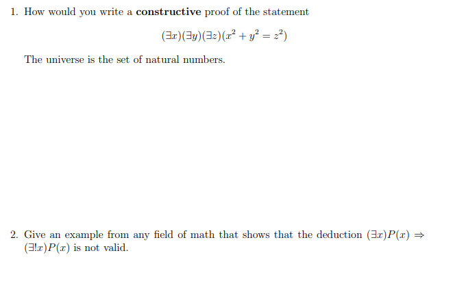 Solved 1. How would you write a constructive proof of the | Chegg.com