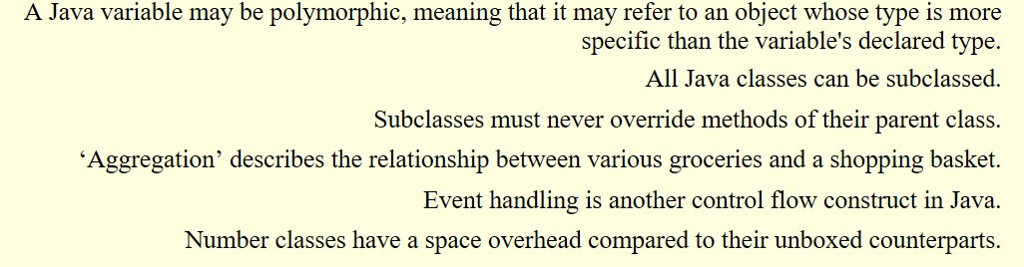 Solved A Java variable may be polymorphic, meaning that it | Chegg.com