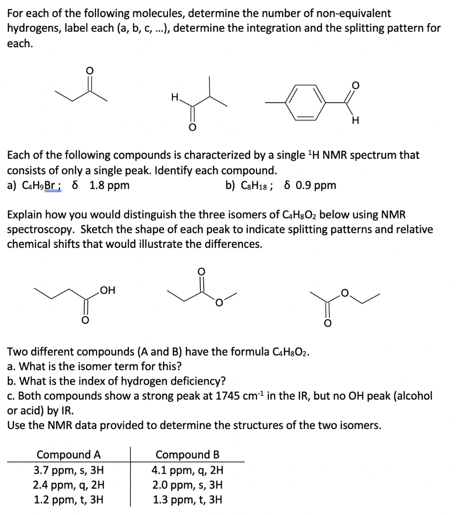 Solved For each of the following molecules, determine the | Chegg.com