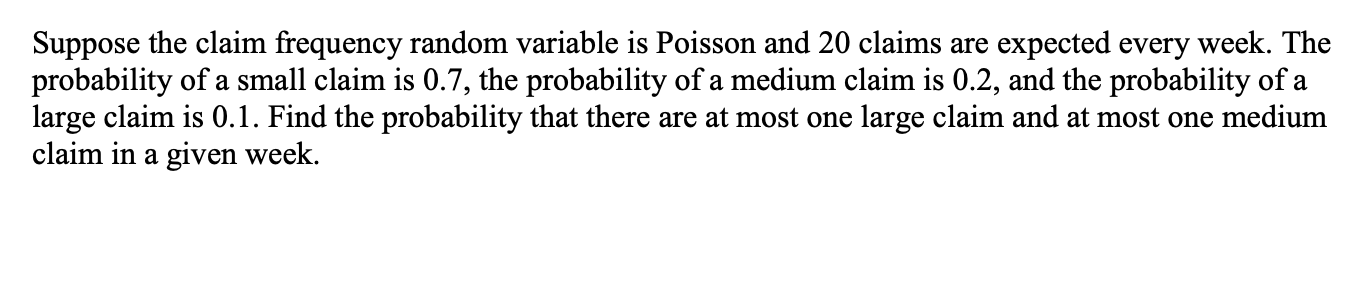 Solved Suppose the claim frequency random variable is | Chegg.com