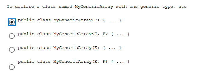 Solved To declare a class named MyGenericArray with one | Chegg.com