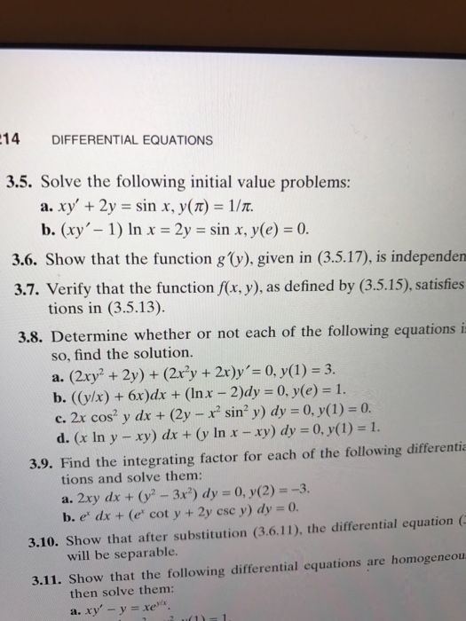 Solved Solve the following initial value problems: xy? + 2y | Chegg.com