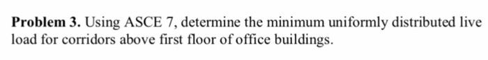 Solved Problem 3. Using ASCE 7, determine the minimum | Chegg.com