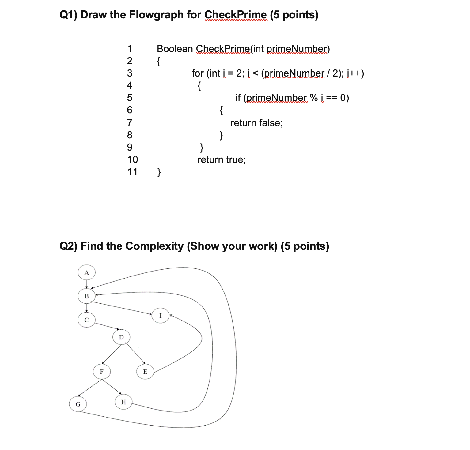 Solved Q1) ﻿Draw the Flowgraph for CheckPrime (5 ﻿points)1 | Chegg.com