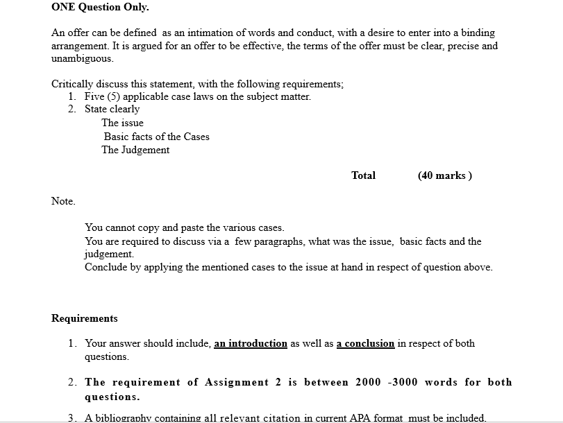 Solved An offer can be defined as an intimation of words and | Chegg.com