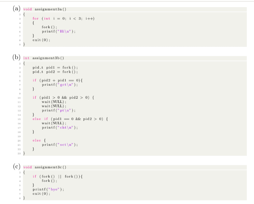 Solved For each of the following codes, draw their process | Chegg.com