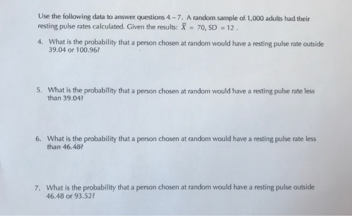 Solved Use the following data to answer questions 4-7. A | Chegg.com