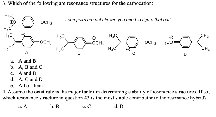 Solved 3. Which of the following are resonance structures | Chegg.com