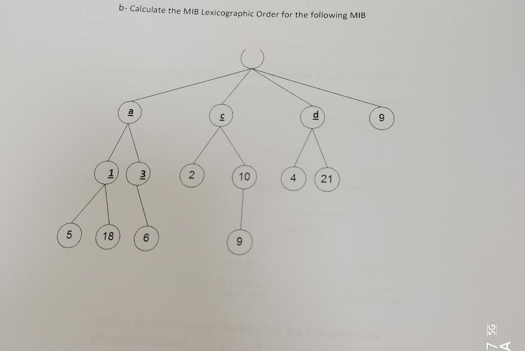 Solved B Calculate The Mib Lexicographic Order For The