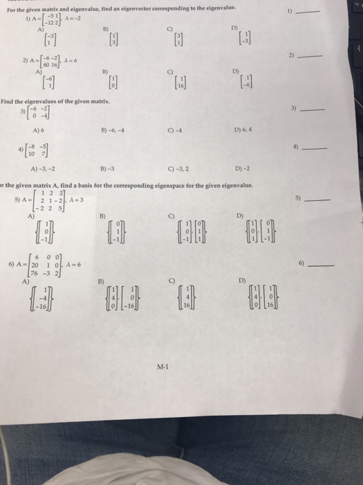 Solved For the given matrix and eigenvalue, find an | Chegg.com