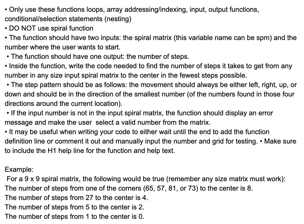 Only use these functions loops, array | Chegg.com