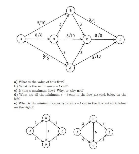 Solved 1. Flows The below figure shows a flow network with a | Chegg.com