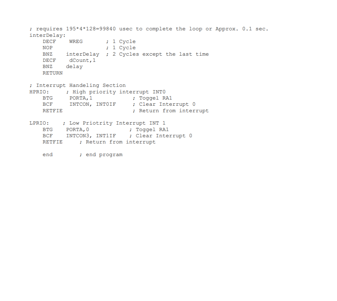 Interrupt Write Picmicro Assembly Code That Performs