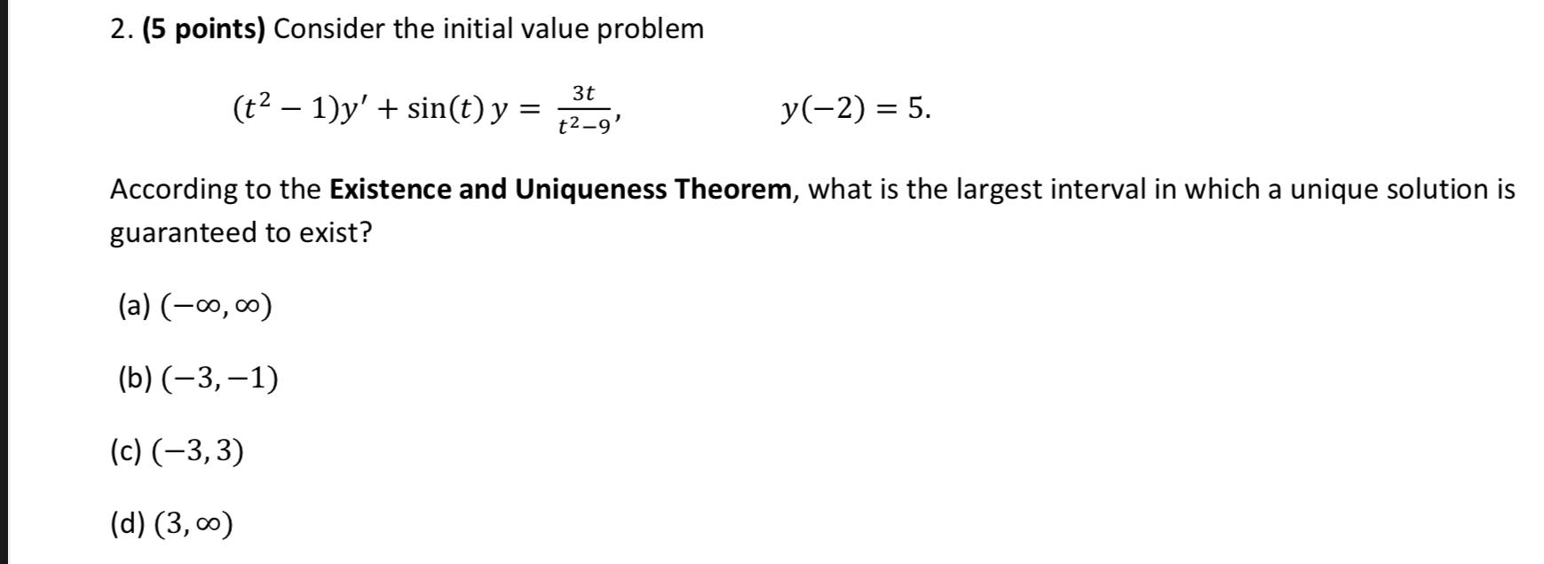 Solved 2. (5 points) Consider the initial value problem | Chegg.com