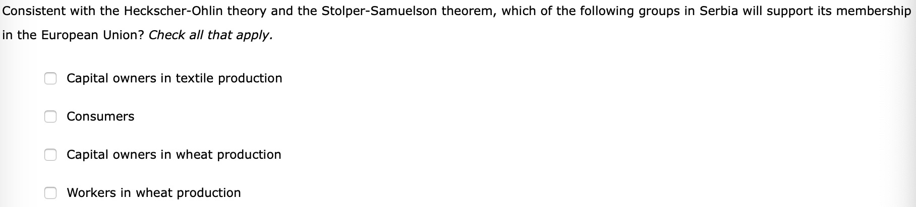 Solved 3. Heckscher-Ohlin theorem, Stolper-Samuelson theory, | Chegg.com