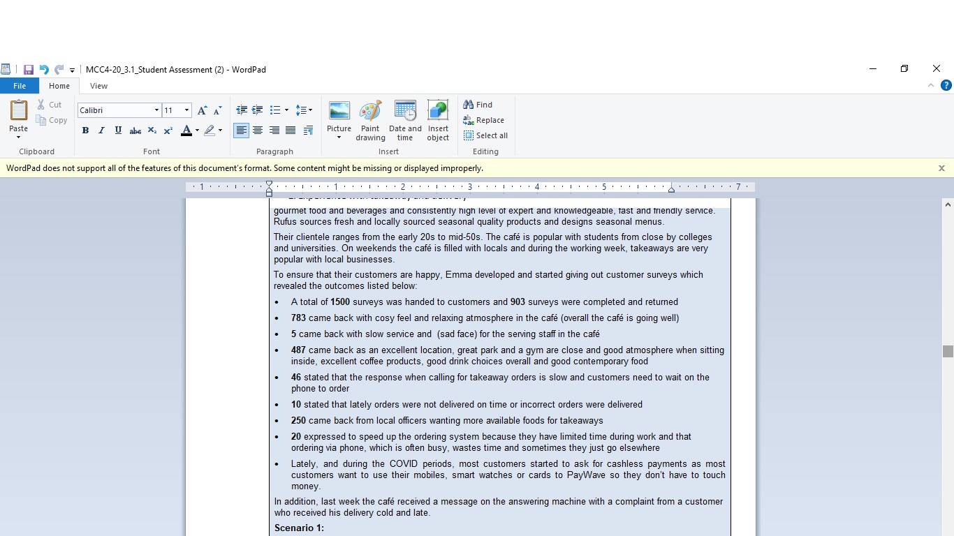 Solved File Home View WordPad does not support all of the | Chegg.com