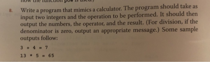 Solved rite a program that mimics a calculator. The program | Chegg.com