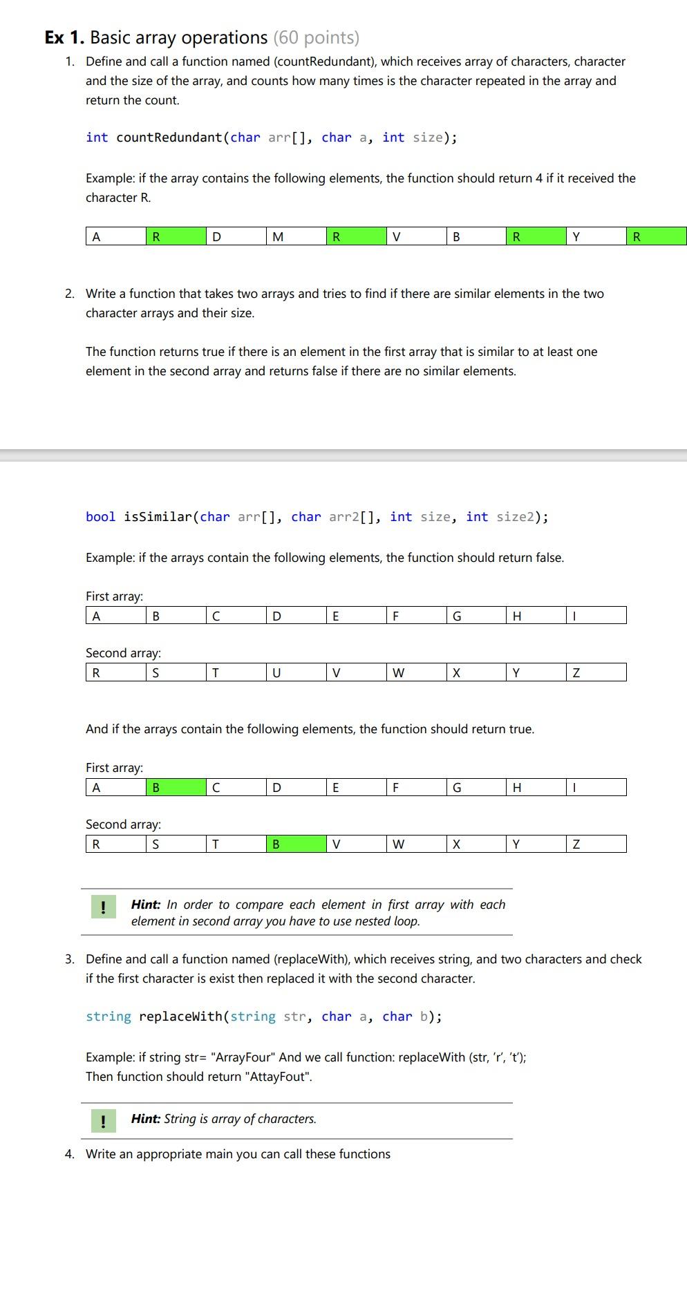 Solved Ex 1. Basic array operations ( 60 points) 1. Define | Chegg.com Solved Ex 1. Basic array operations ( 60 points) 1. Define | Chegg.com