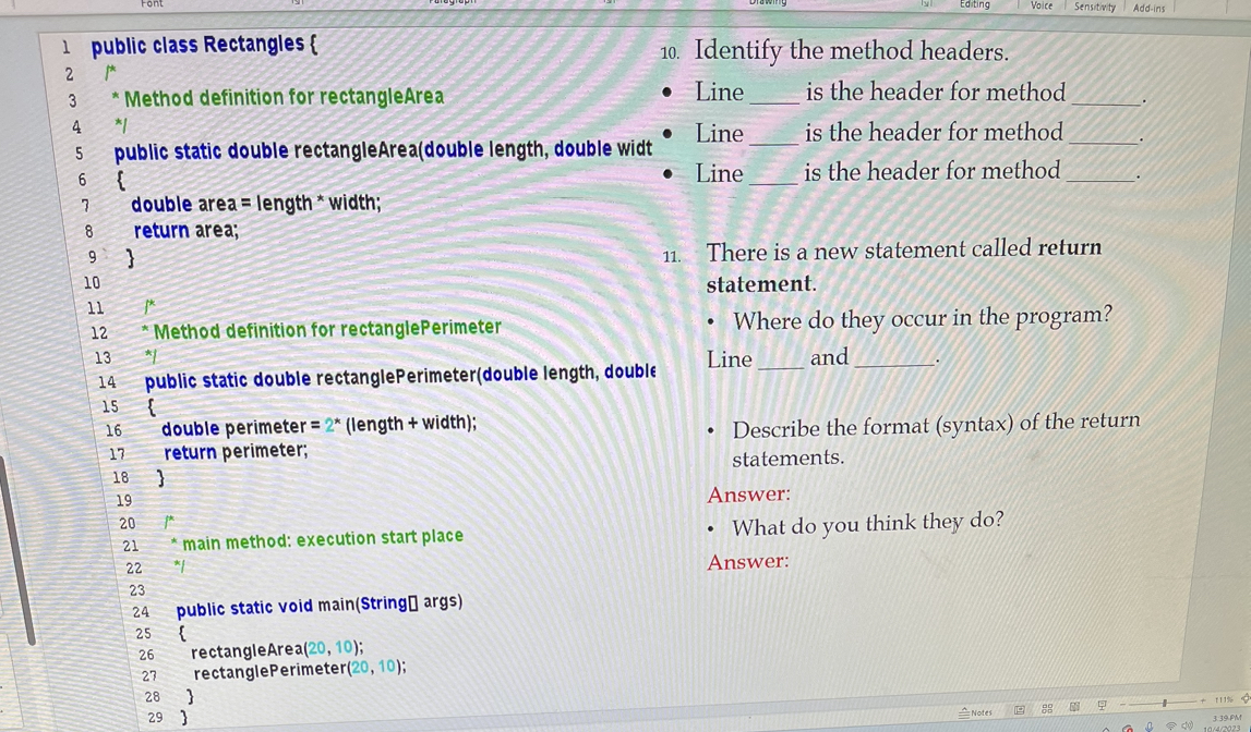 Solved public class Rectangles \{ * Method definition for | Chegg.com