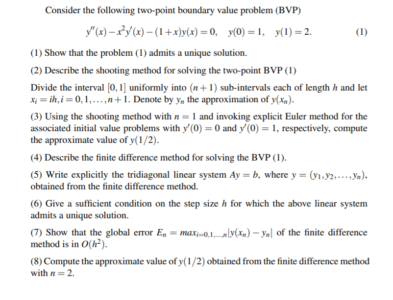 Solved Consider the following two-point boundary value | Chegg.com