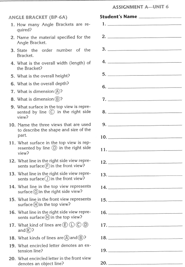 Solved (H) (G) (N) (M) ANGLE BRACKET (BP-6A) Student's Name | Chegg.com