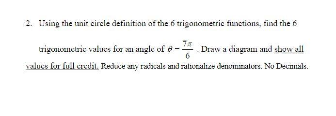 Solved 2. Using the unit circle definition of the 6 | Chegg.com
