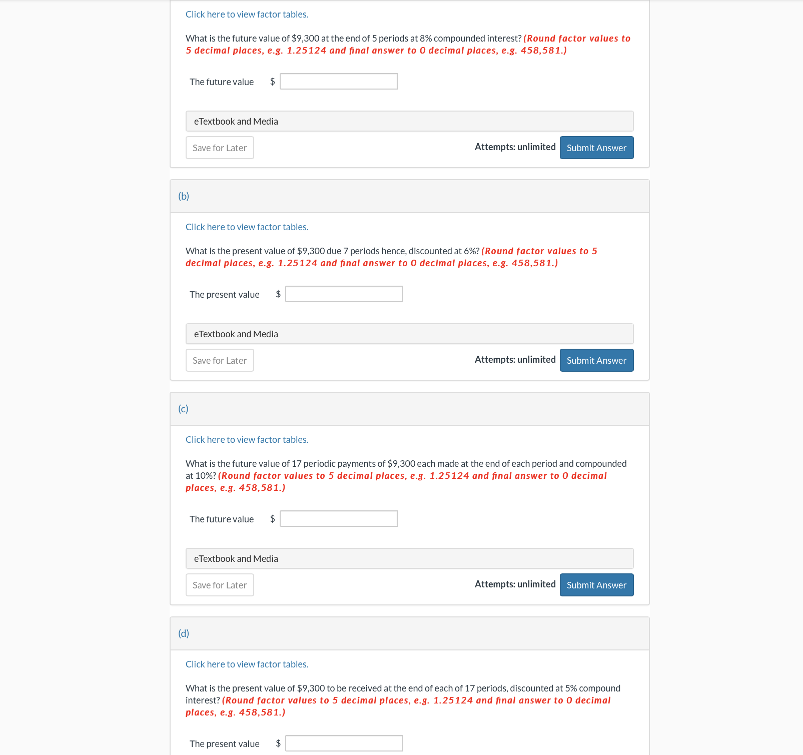 Solved Click here to view factor tables. What is the future | Chegg.com