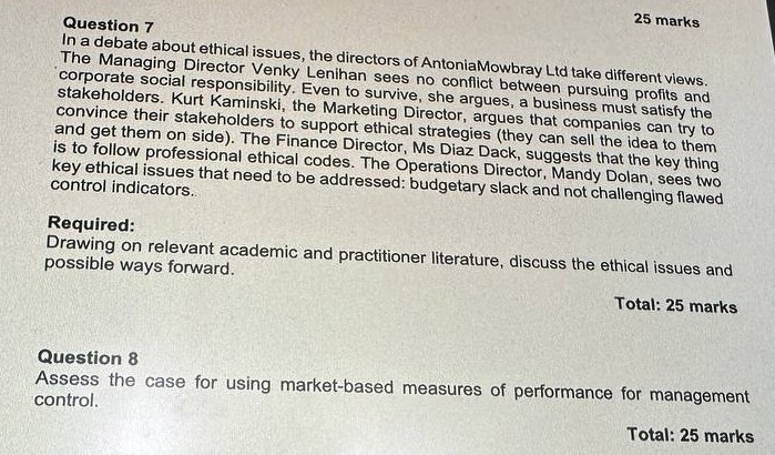 Question 7 In A Debate About Ethical Issues The Chegg