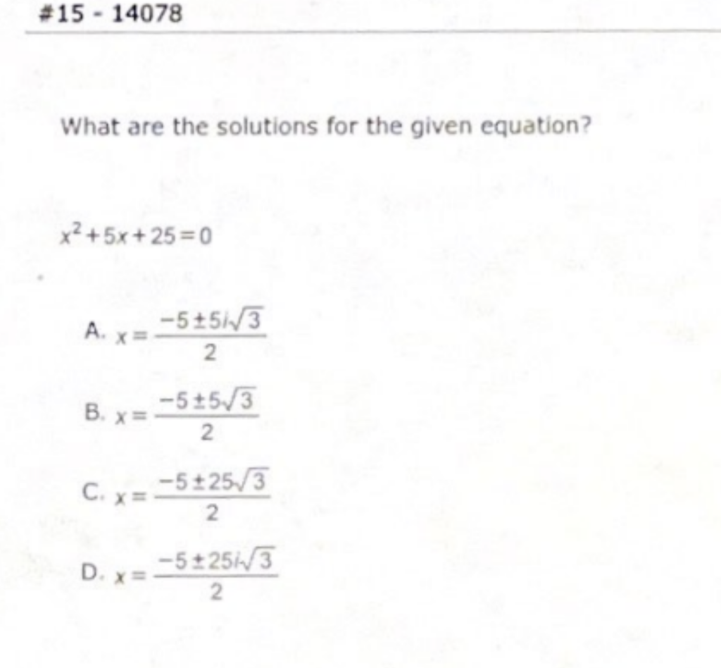 Solved What are the solutions for the given equation? | Chegg.com