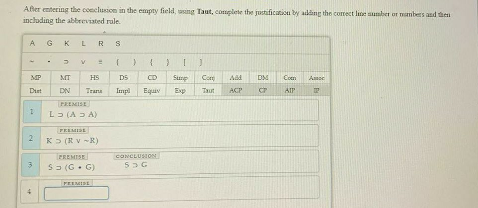 Solved After entering the conclusion in the empty field, | Chegg.com