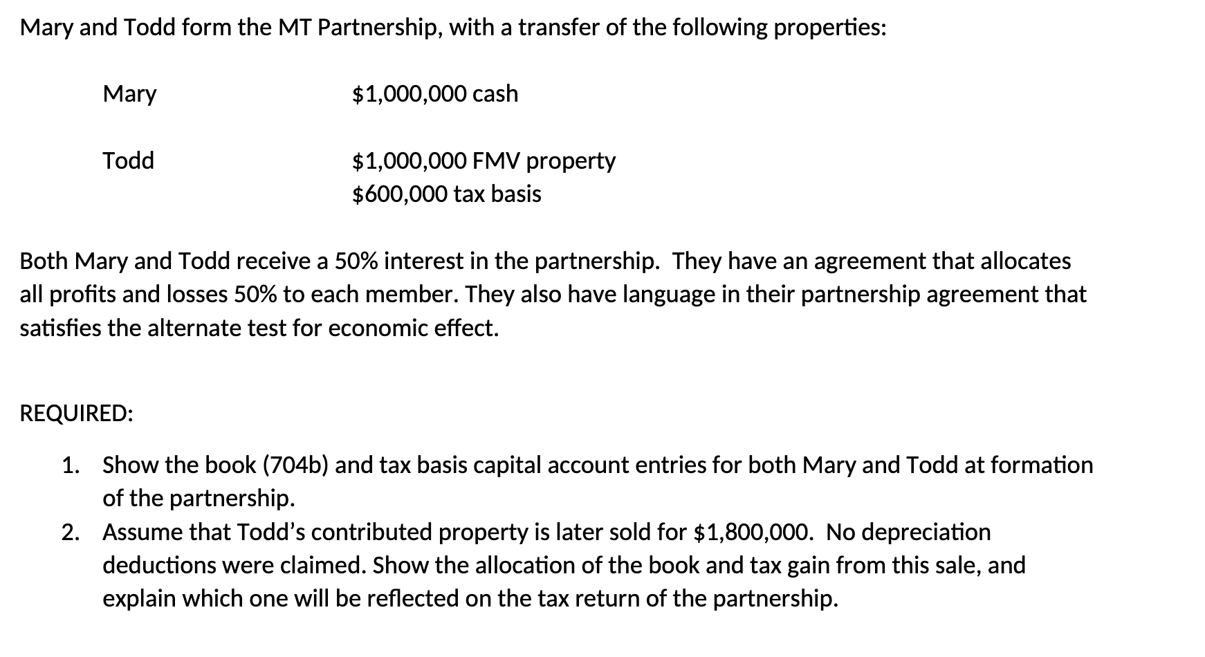 Solved Mary and Todd form the MT Partnership, with a | Chegg.com