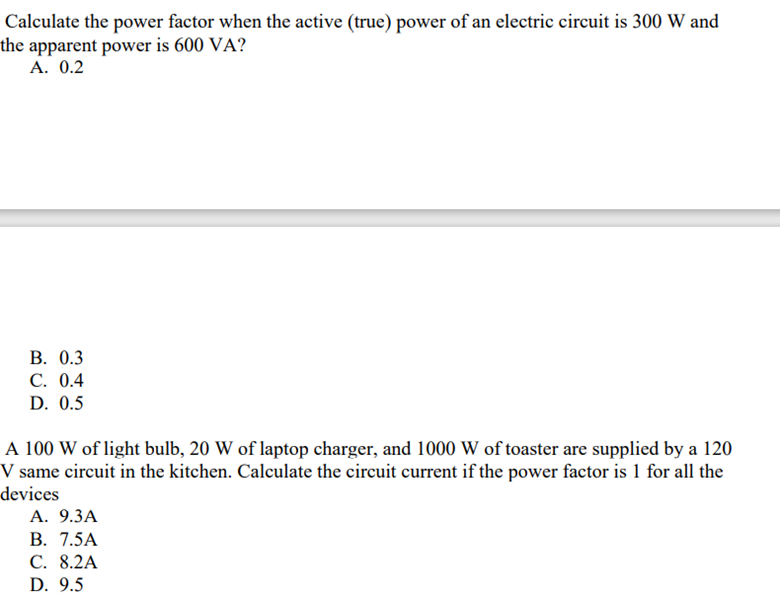 Solved Calculate the power factor when the active (true) | Chegg.com