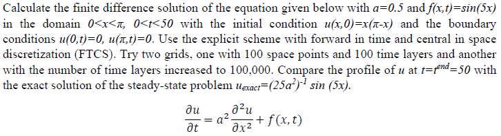 Solved Calculate the finite difference solution of the | Chegg.com