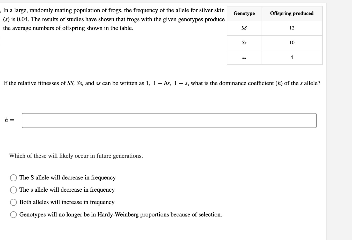 Solved In a large, randomly mating population of frogs, the | Chegg.com