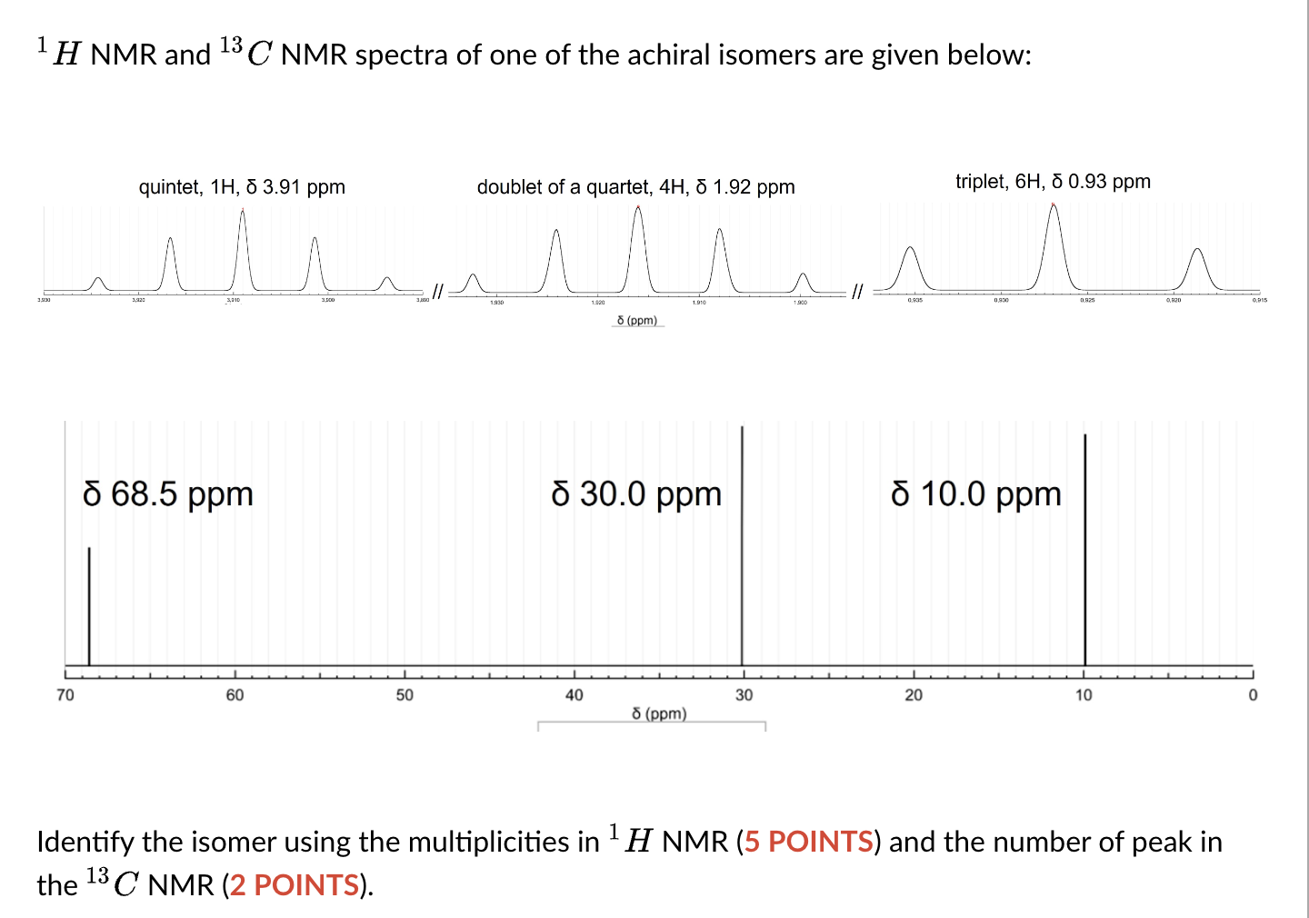 Identify the isomer using the multiplicities in ?1H | Chegg.com