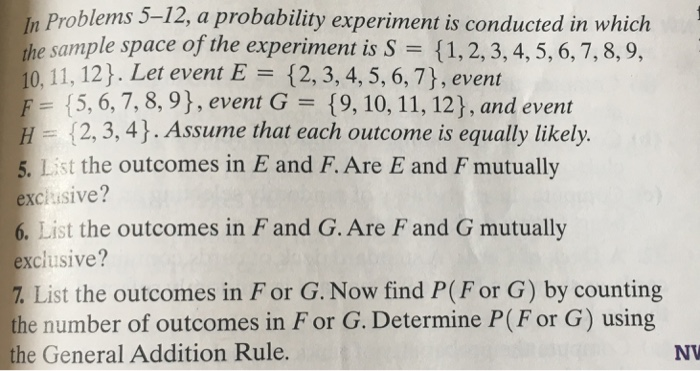 Solved In Problems 5-12, a probability experiment is | Chegg.com