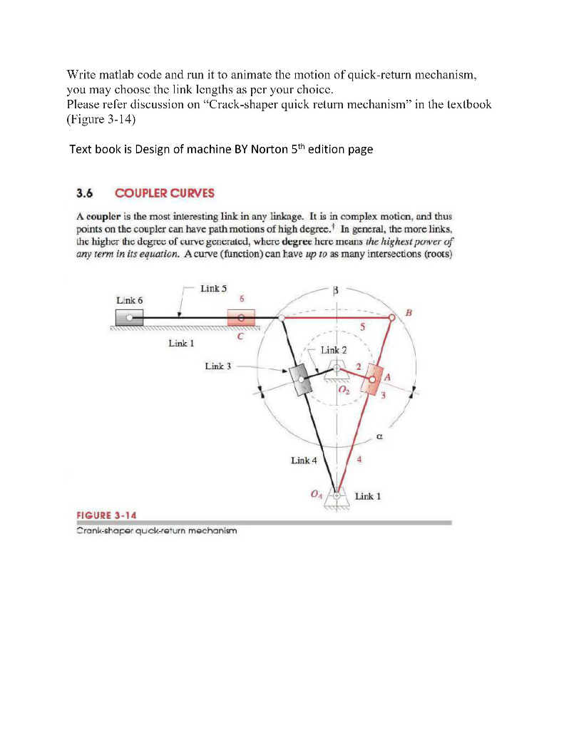 Write matlab code and run it to animate the motion of | Chegg.com