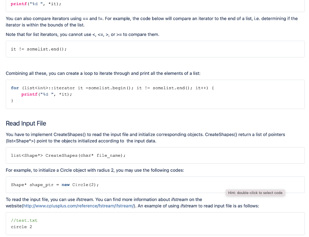 Your task in MP8 is to implement the Shape hierarchy | Chegg.com