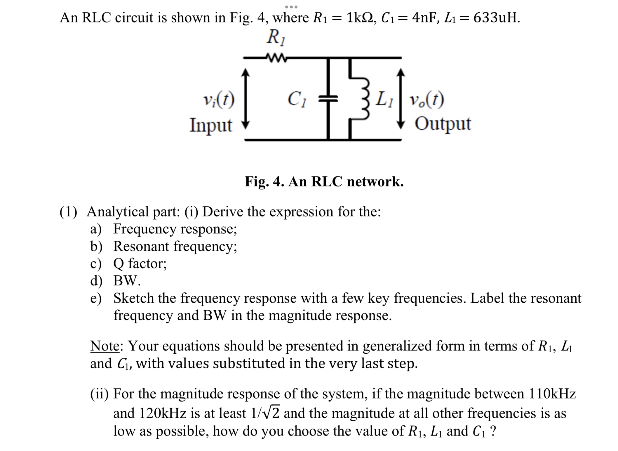 Solved An RLC circuit is shown in Fig. 4 , where | Chegg.com