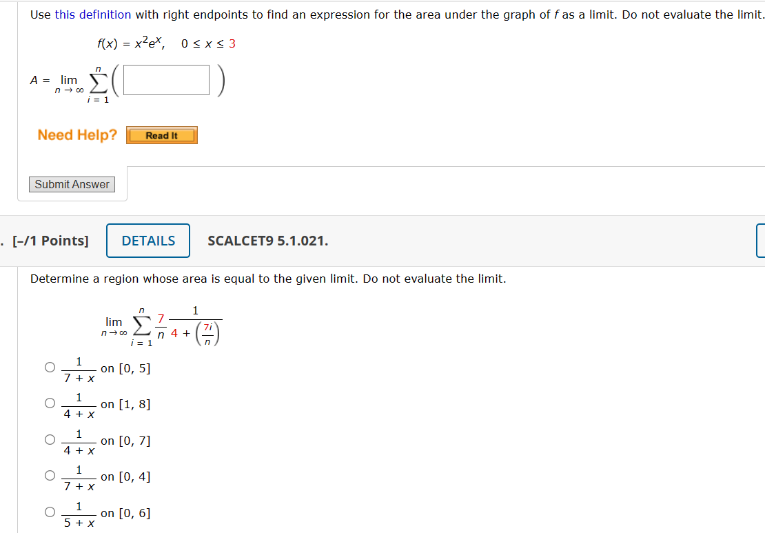 Solved Use this definition with right endpoints to find an | Chegg.com