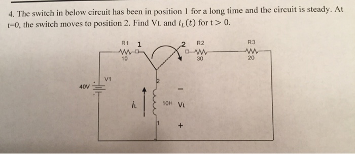 Solved The switch in below circuit has been in position 1 | Chegg.com